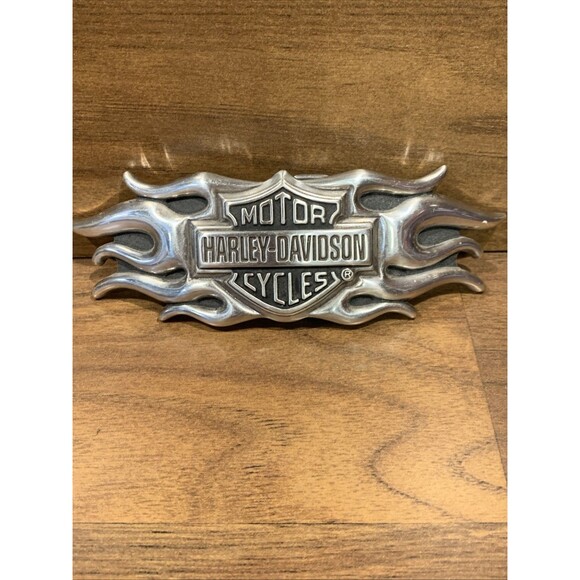 Accessories | Vtg Harley Davidson Belt Buckle Flaming Shield Biker ...